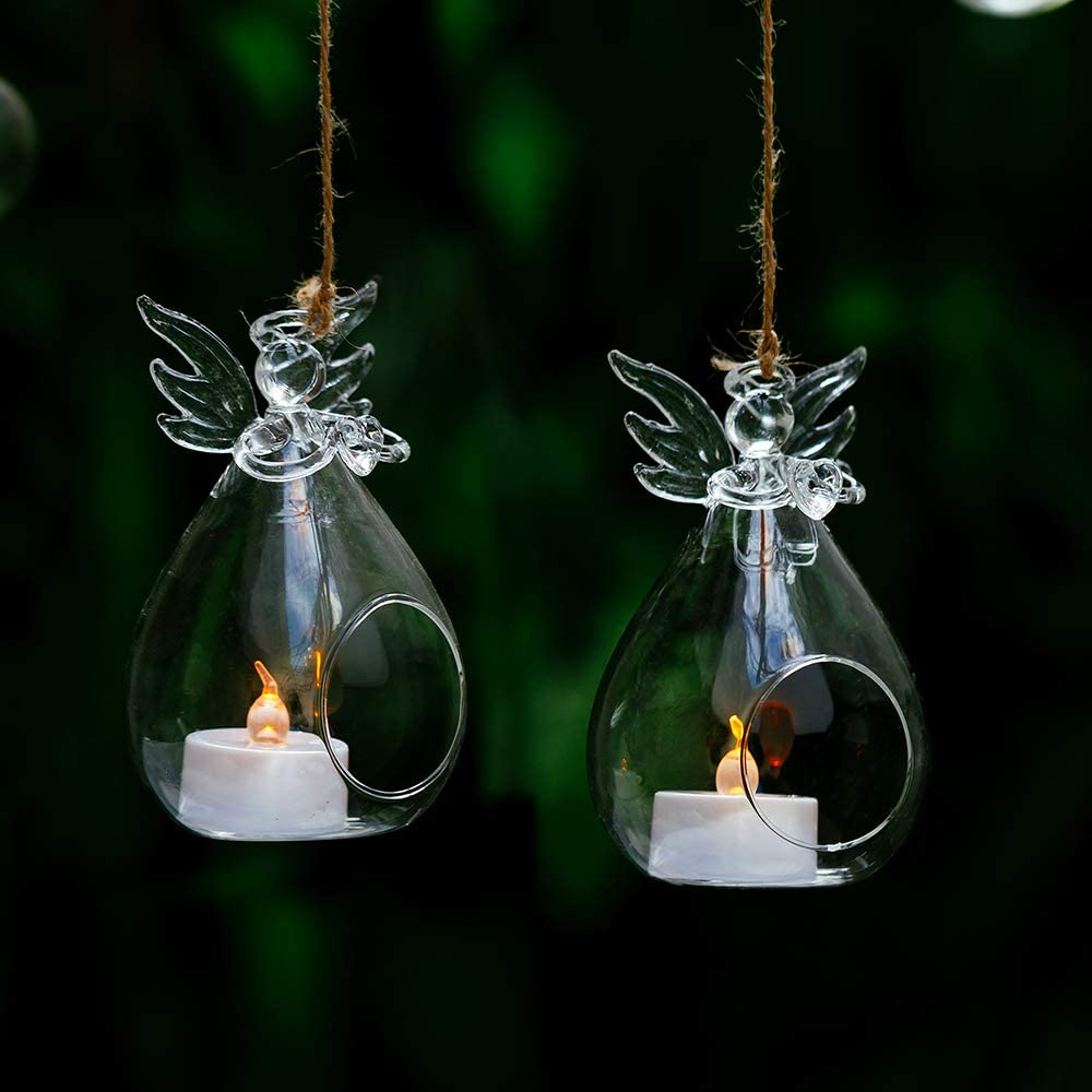 Glass Hanging Angel Tealight Holder | Nuptio